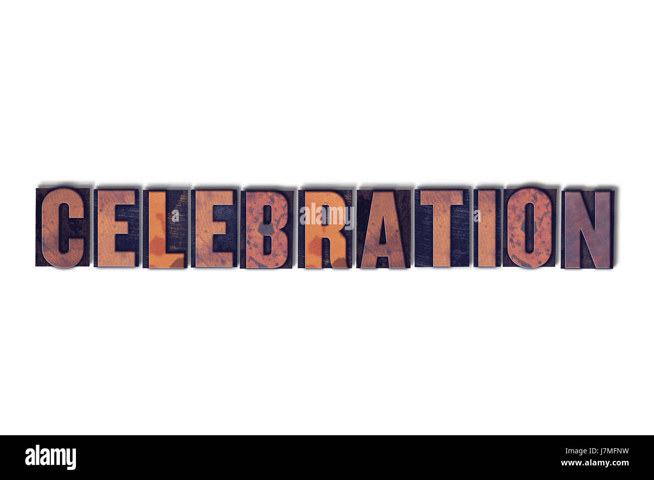 The word Celebration concept and theme written in vintage wooden ...