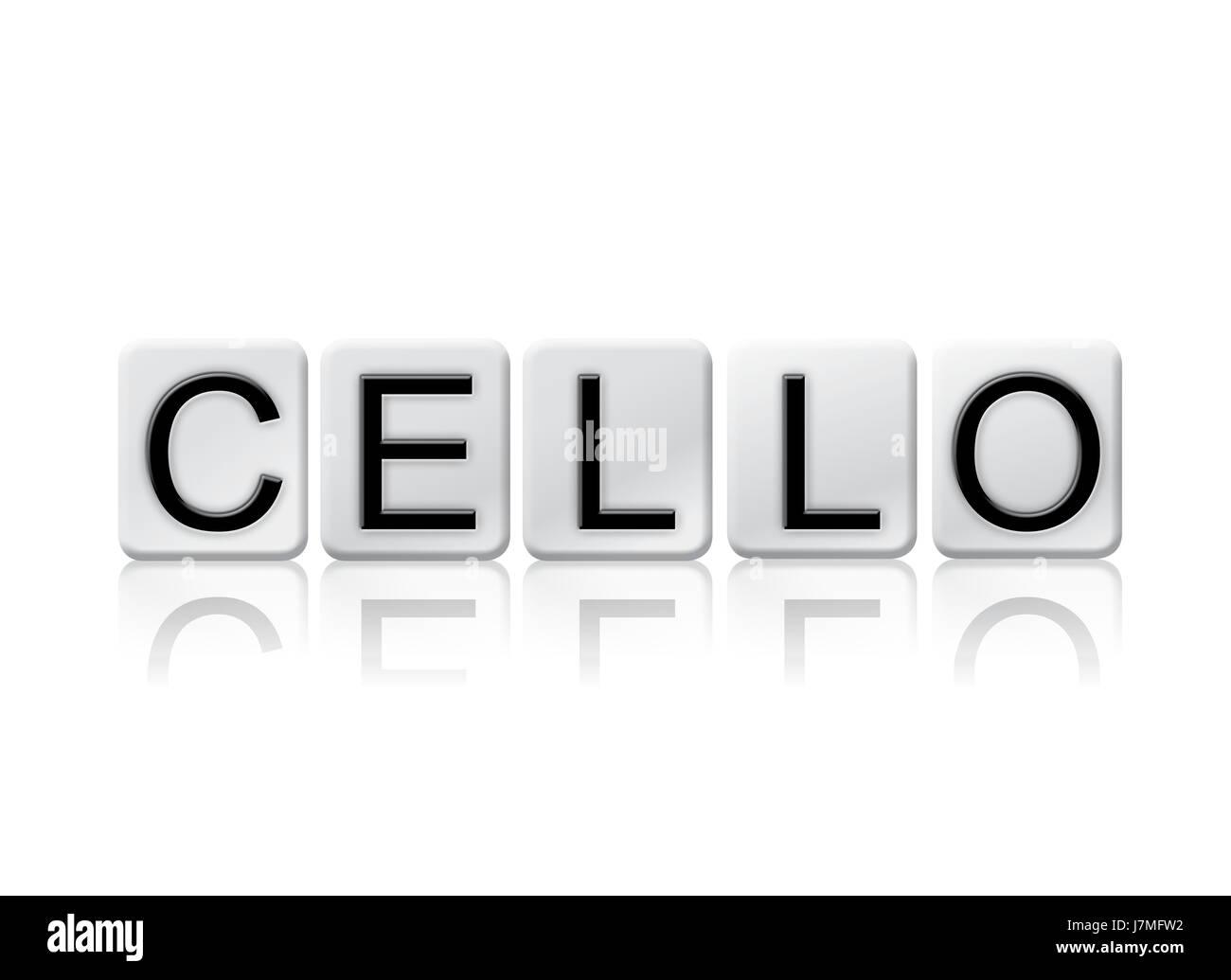 The word Cello concept and theme written in white tiles and isolated on ...