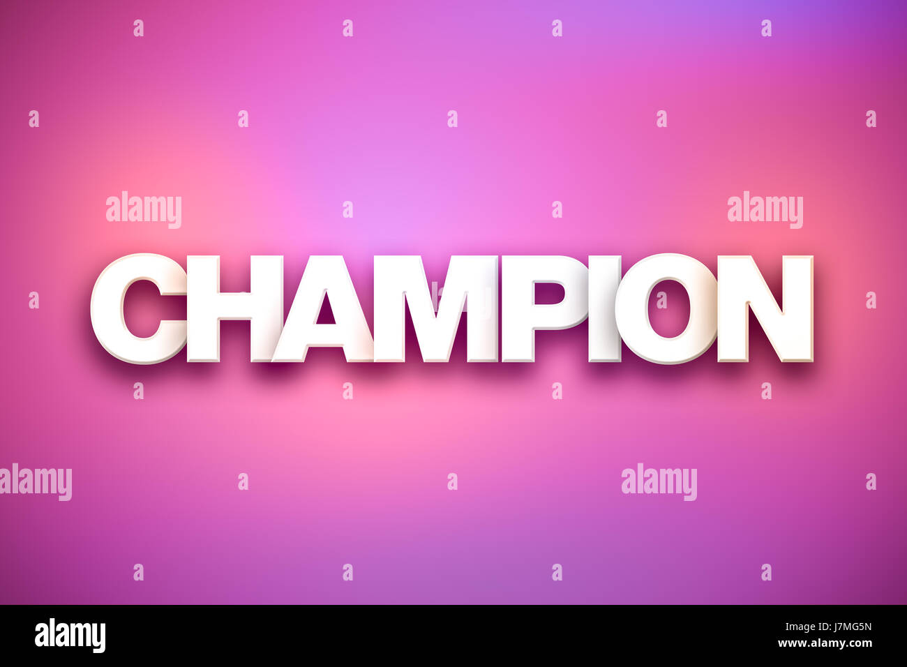 The word Champion concept written in white type on a colorful ...