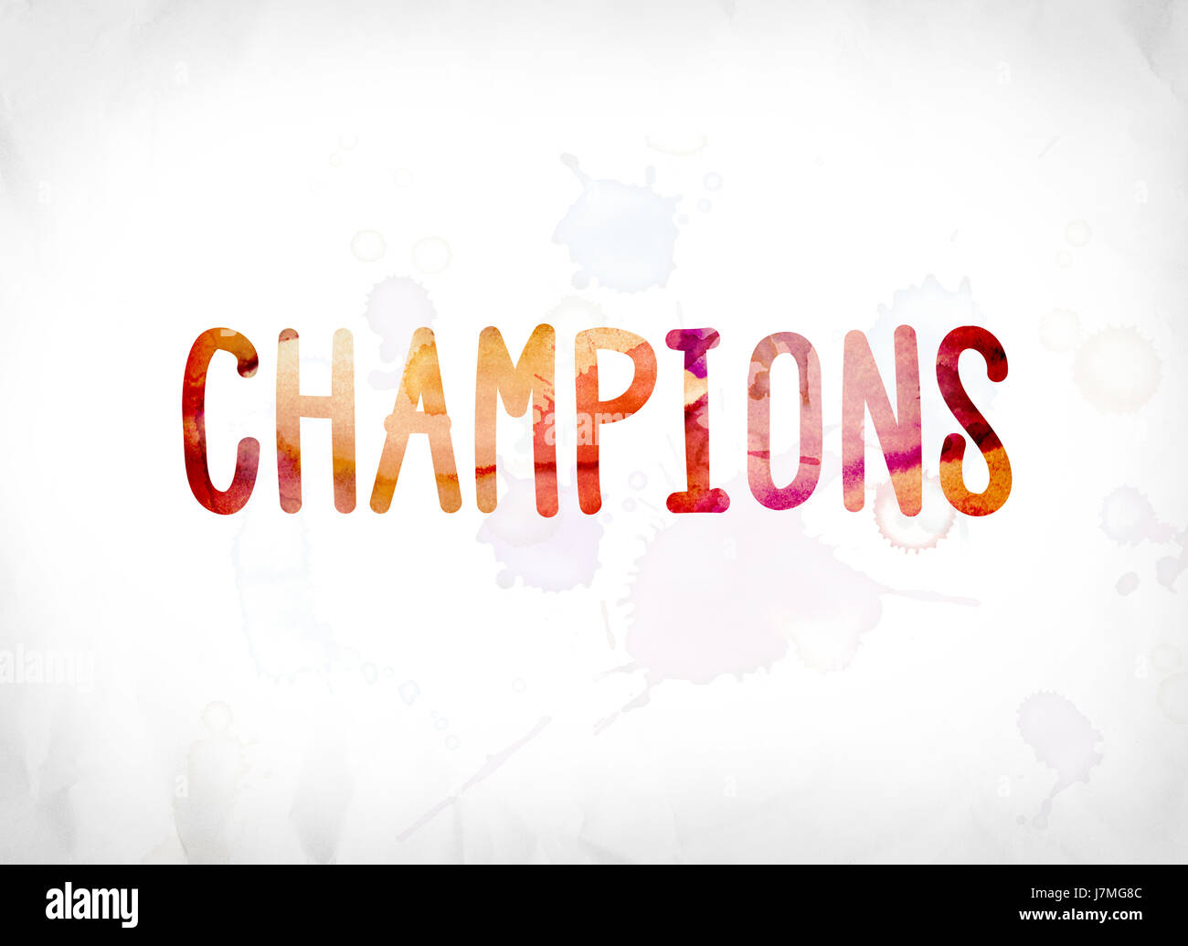 The word Champions concept and theme painted in colorful watercolors on ...