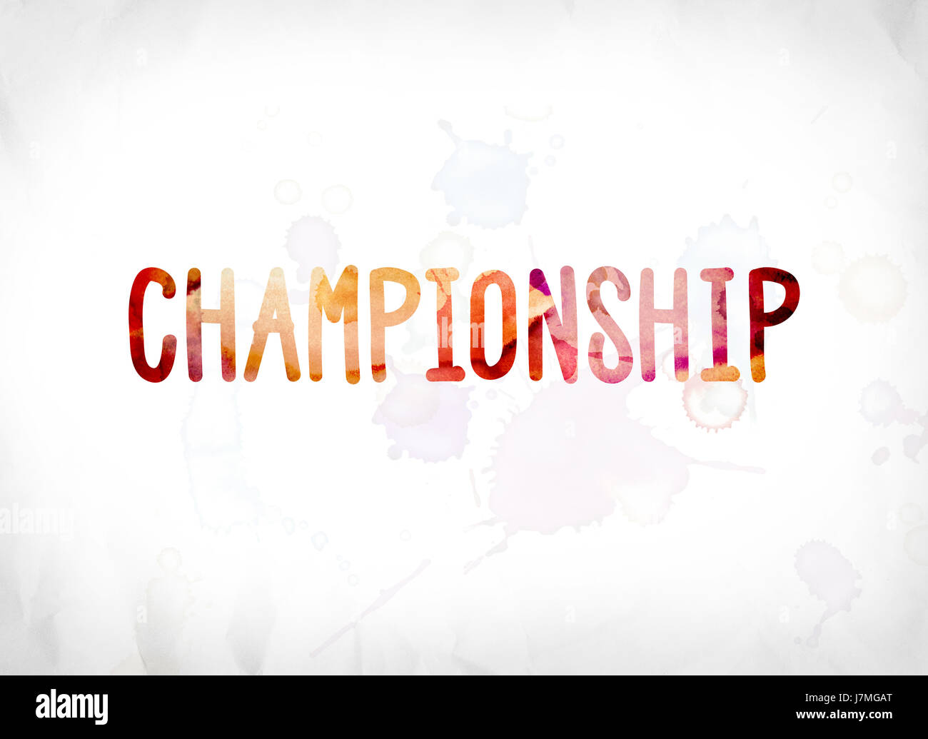 The word Championship concept and theme painted in colorful watercolors ...