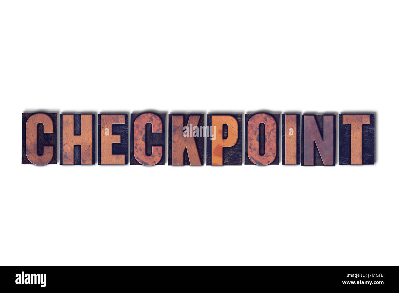 The word Checkpoint concept and theme written in vintage wooden ...