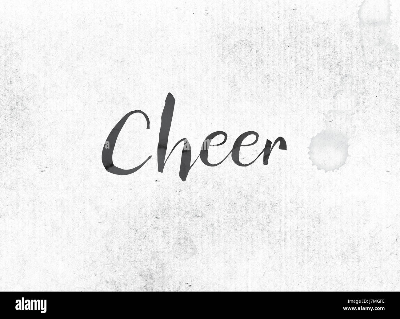 The word Cheer concept and theme painted in black ink on a watercolor ...