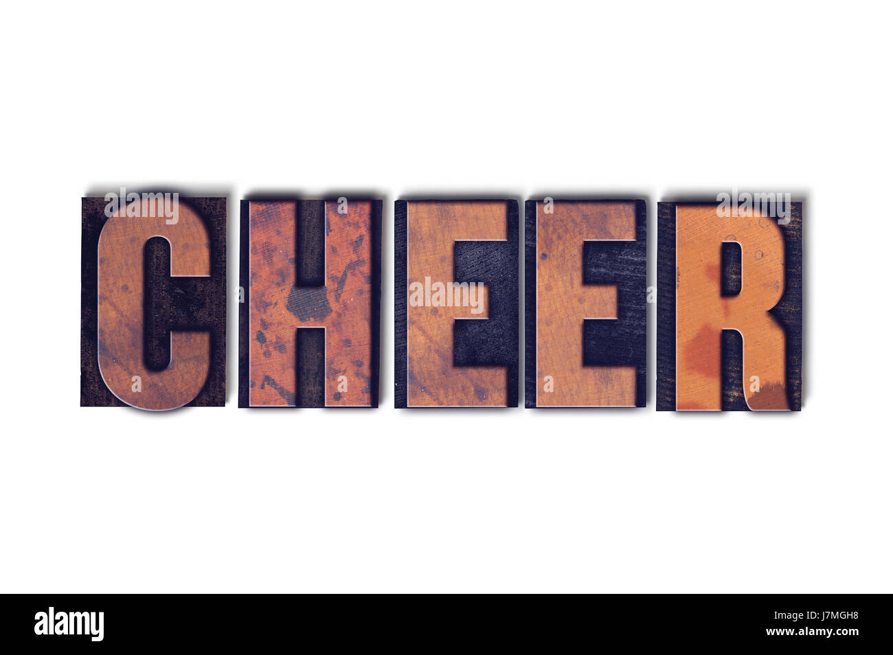 The word Cheer concept and theme written in vintage wooden letterpress ...