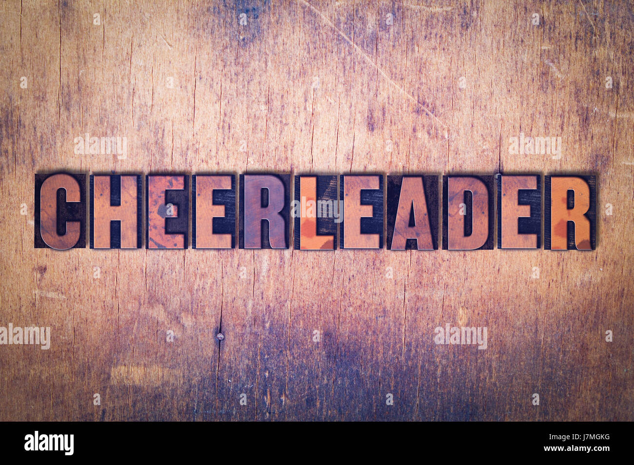 The word Cheerleader concept and theme written in vintage wooden ...