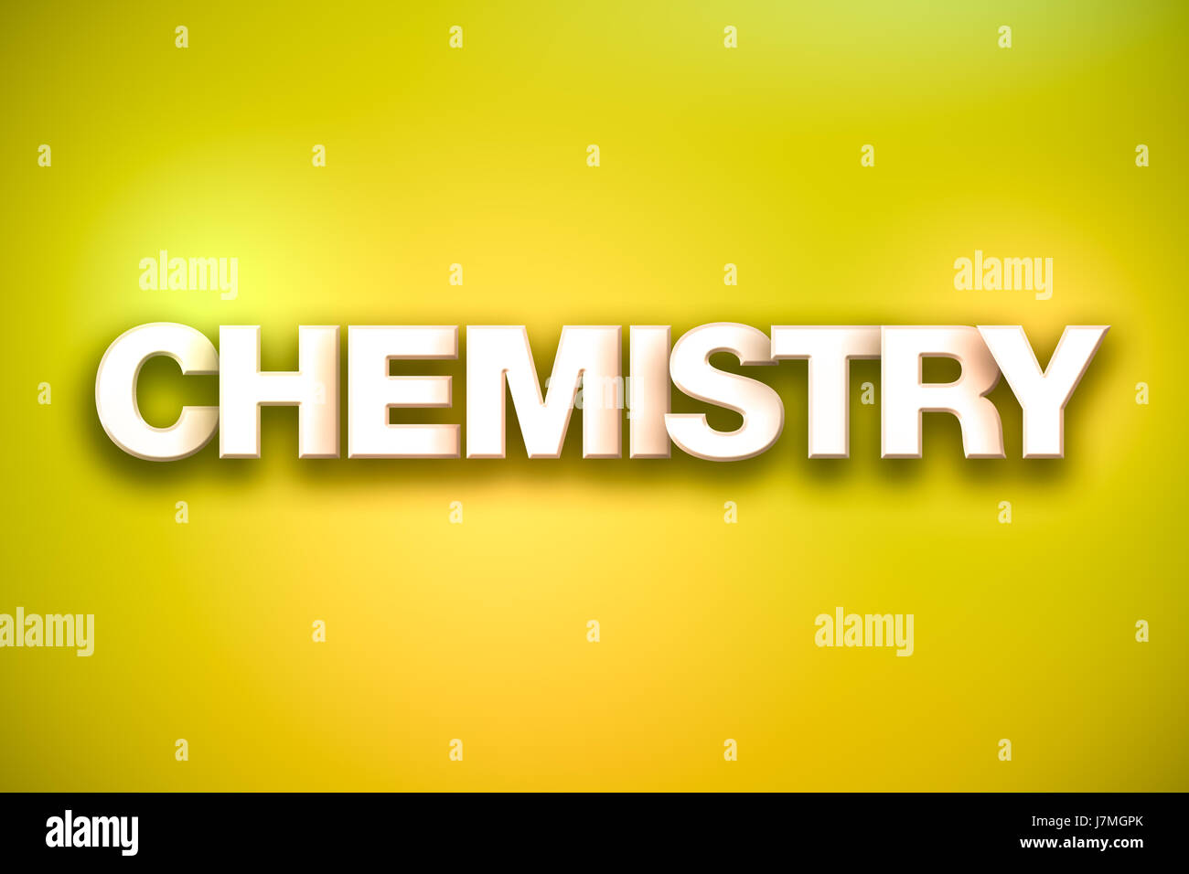 The word Chemistry concept written in white type on a colorful ...