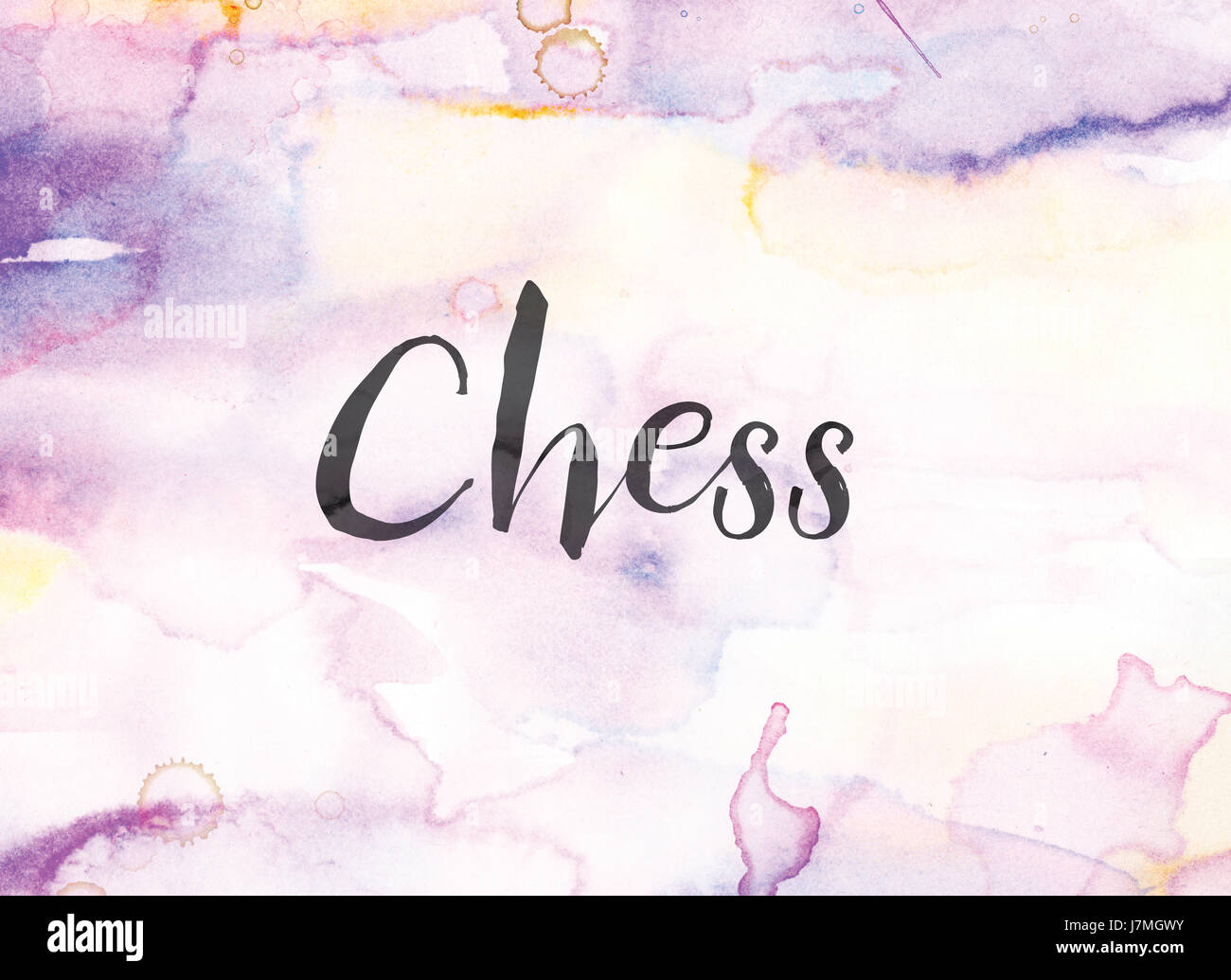 The word Chess concept and theme written in black ink on a colorful ...