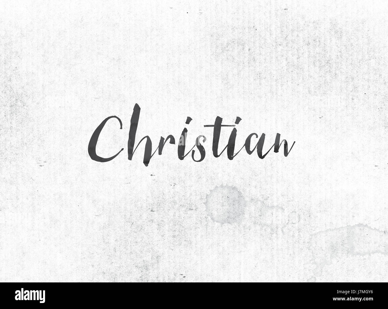 The word Christian concept and theme painted in black ink on a ...