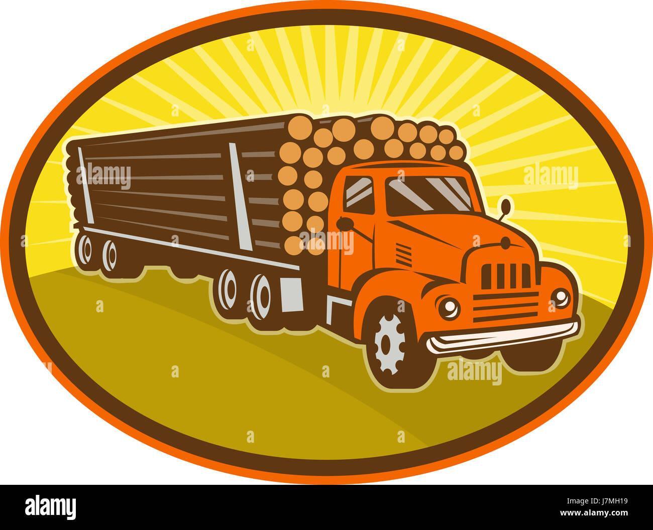 vehicle illustration timber retro cargo truck lorry industrial traffic ...