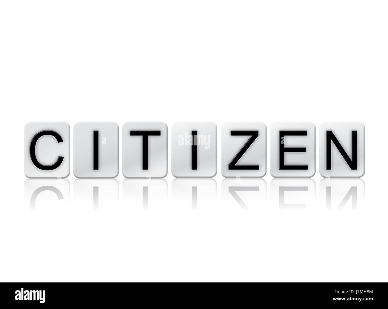 The word Citizen concept and theme written in white tiles and isolated ...