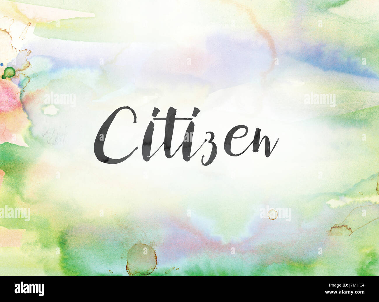 The word Citizen concept and theme written in black ink on a colorful ...