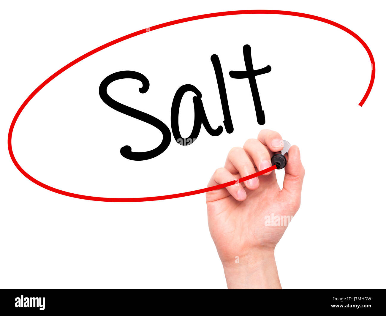 Man Hand writing Salt with black marker on visual screen. Isolated on ...