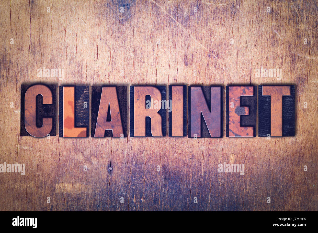 The word Clarinet concept and theme written in vintage wooden ...