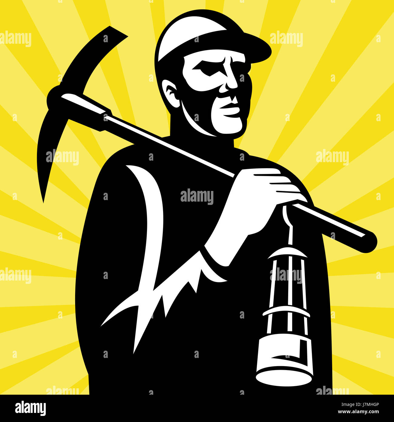 illustration retro miner working workers laborer worker wageworker ...