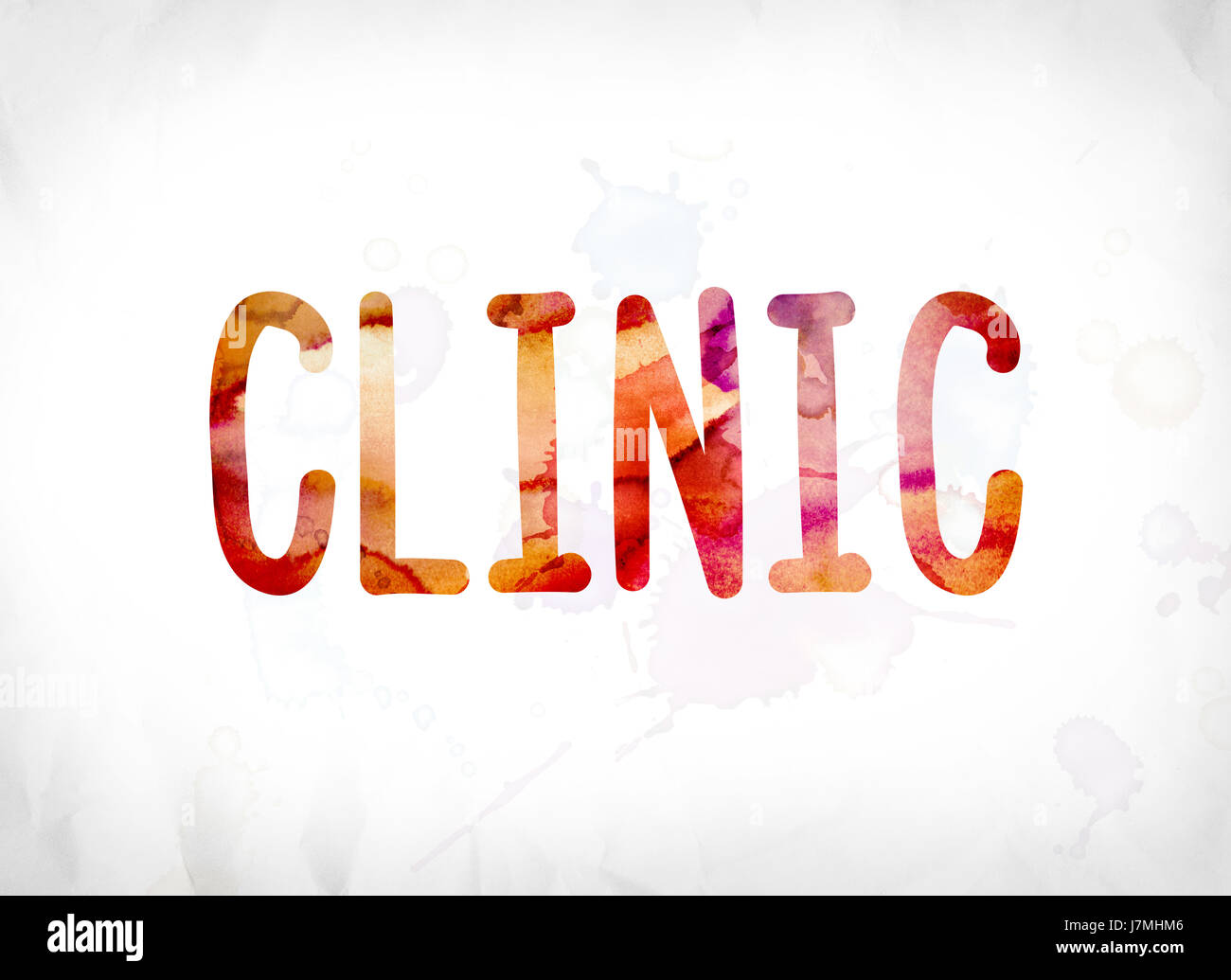 The word Clinic concept and theme painted in colorful watercolors on a ...
