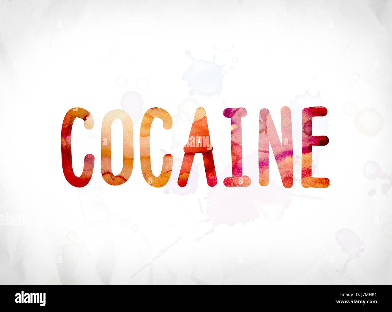 The word Cocaine concept and theme painted in colorful watercolors on a ...