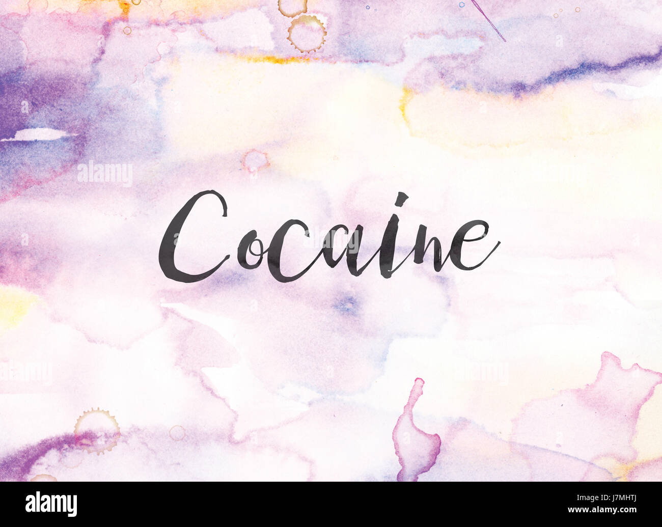 The word Cocaine concept and theme written in black ink on a colorful ...