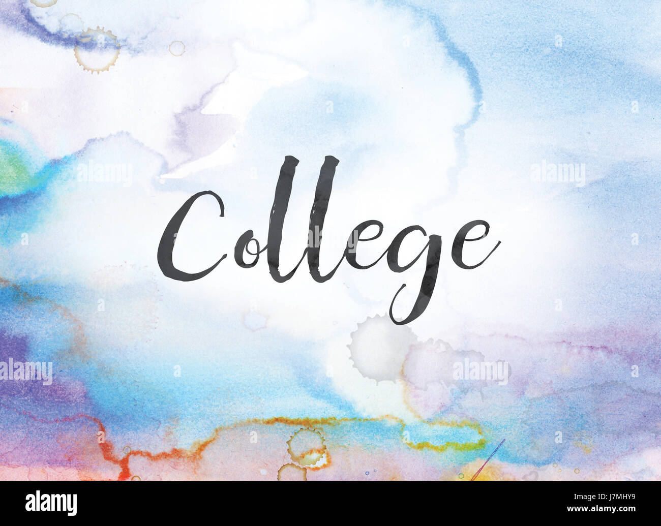 The word College concept and theme written in black ink on a colorful ...