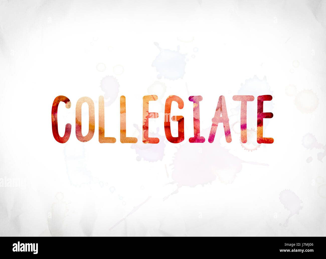The word Collegiate concept and theme painted in colorful watercolors ...