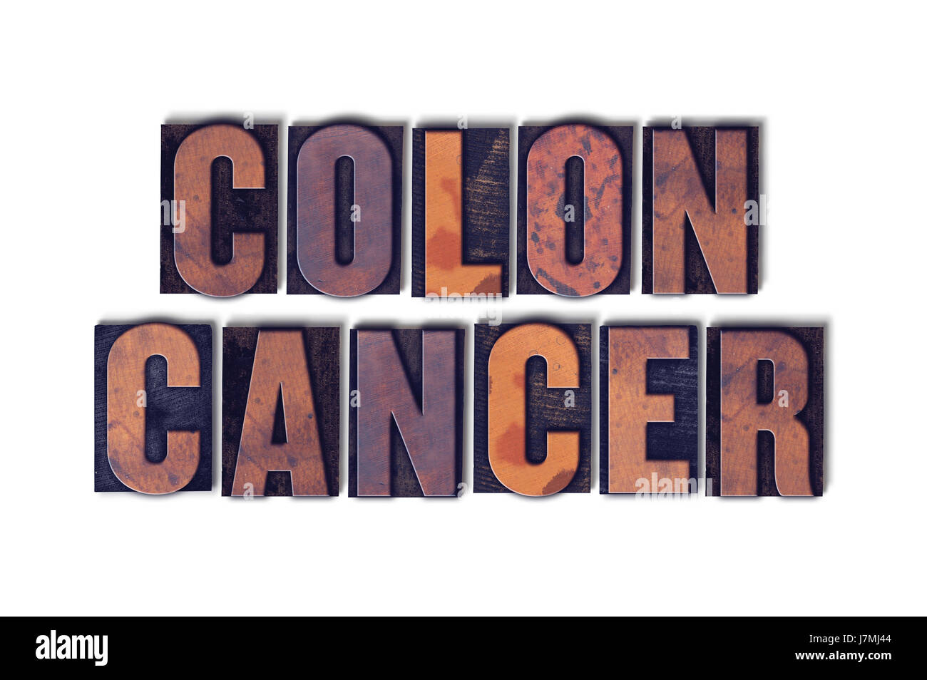 The words Colon Cancer concept and theme written in vintage wooden ...