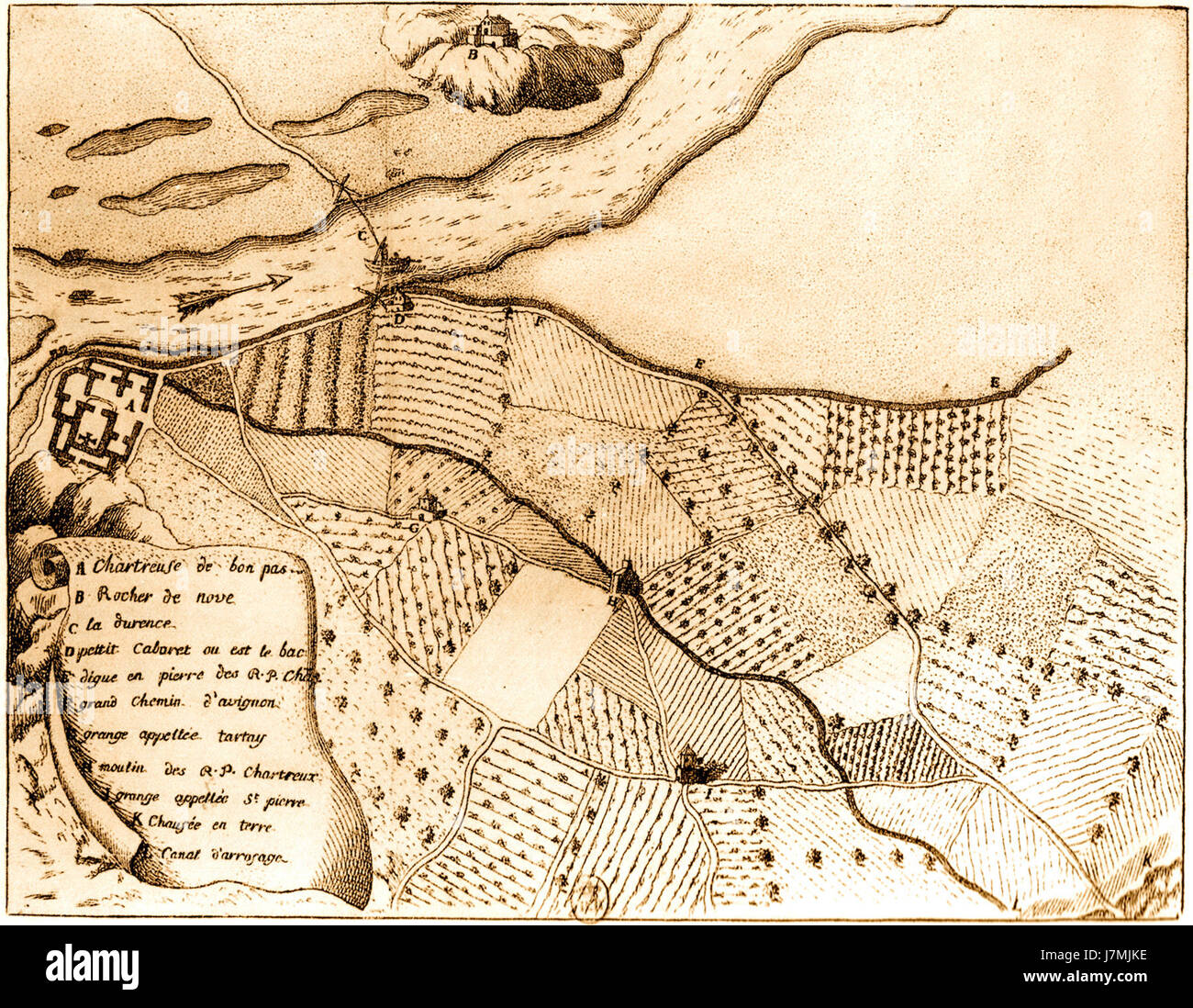 'Carte de la Durance au Bac de Noves' refers to a map depicting the ...