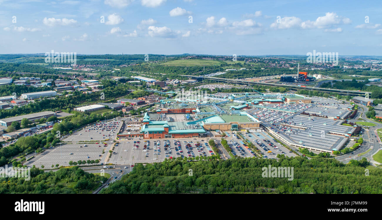 Aerial view of Meadowhall Shopping Centre near Sheffield in South ...