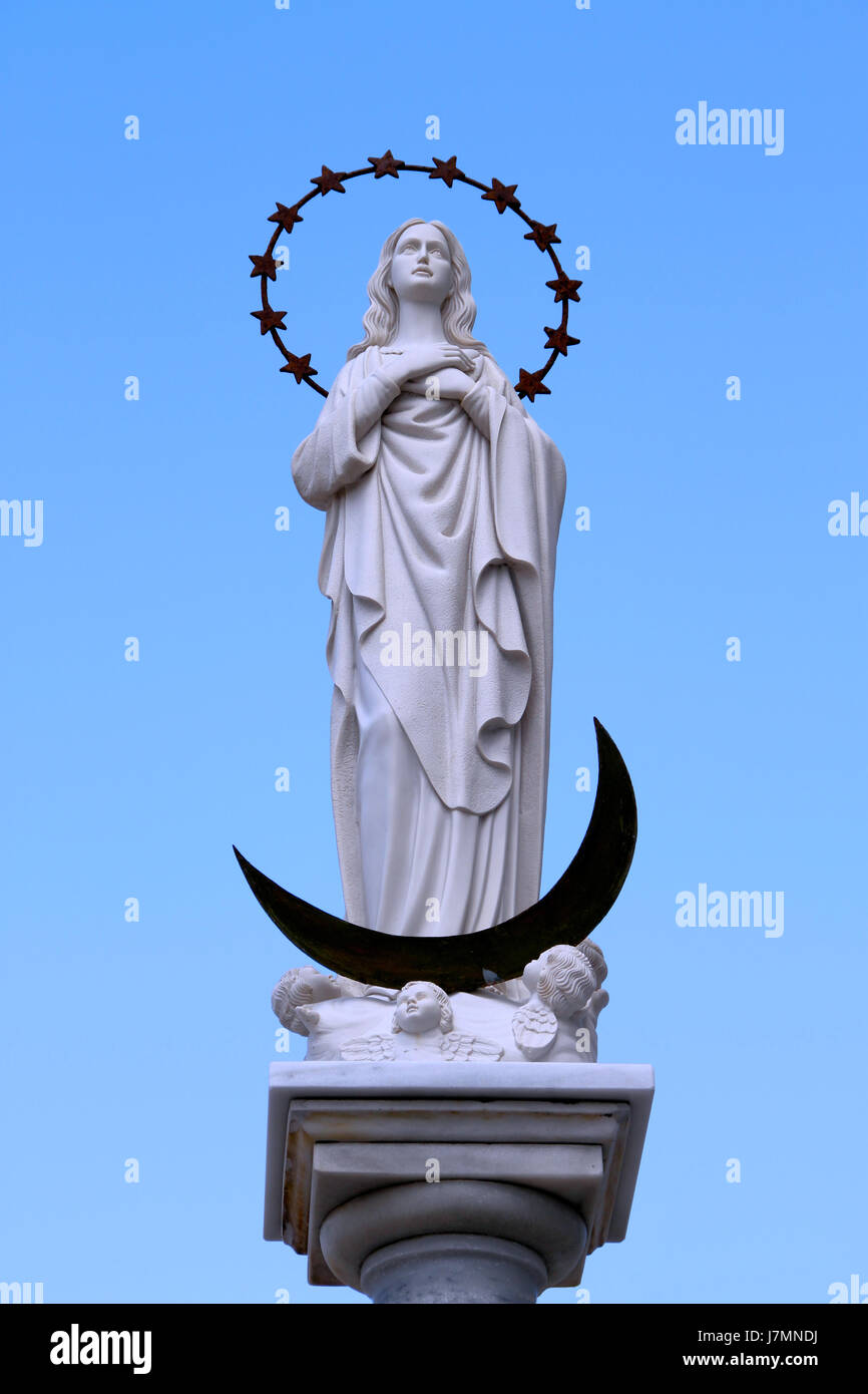 statue marble andalusia virgin woman blue stone statue moon blank ...
