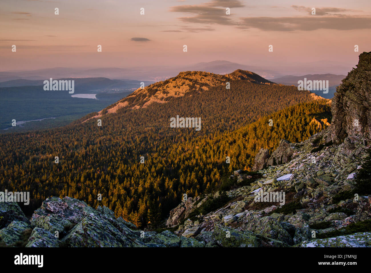 top of the forest mountain at dawn Stock Photo - Alamy