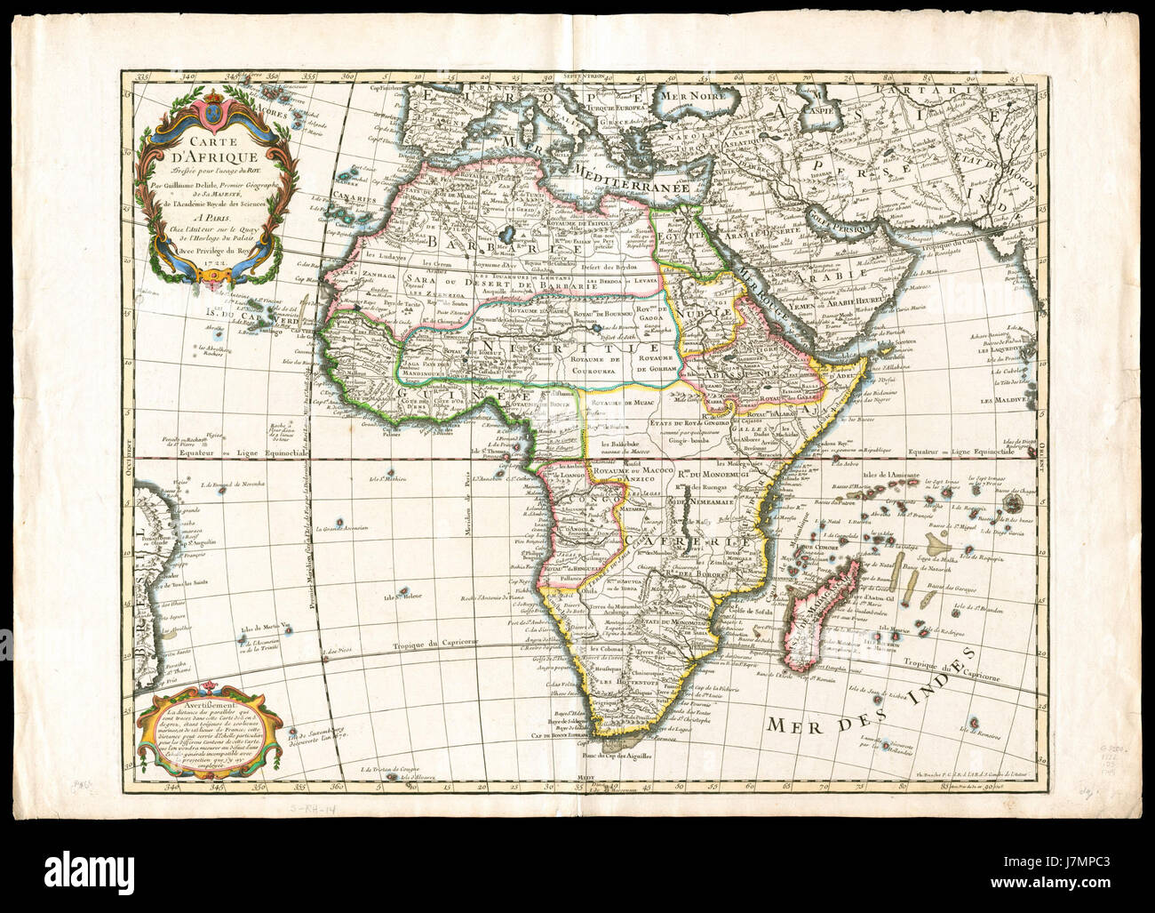 The map 'Africa 1745' by Guillaume Delisle, a detailed and historically significant ...