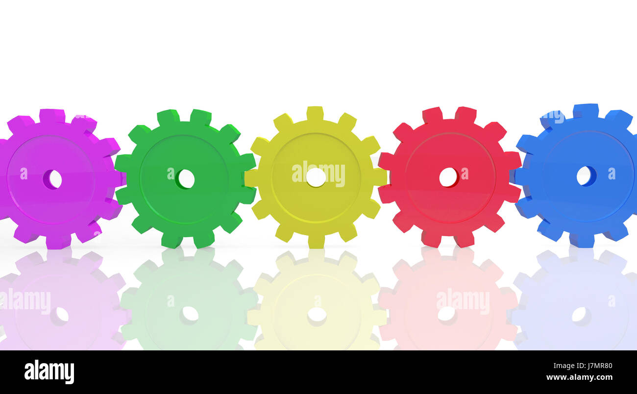 reflection illustration gear mechanical colorful colors colours ...