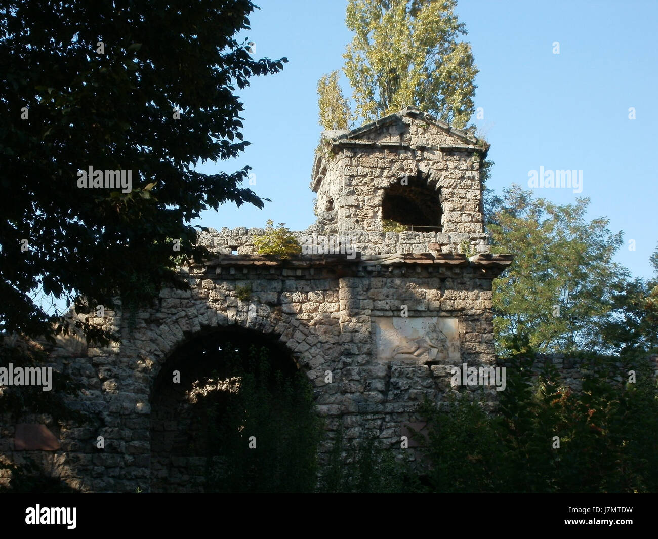This refers to the Roman water tower in Schwetzingen, Germany, a ...