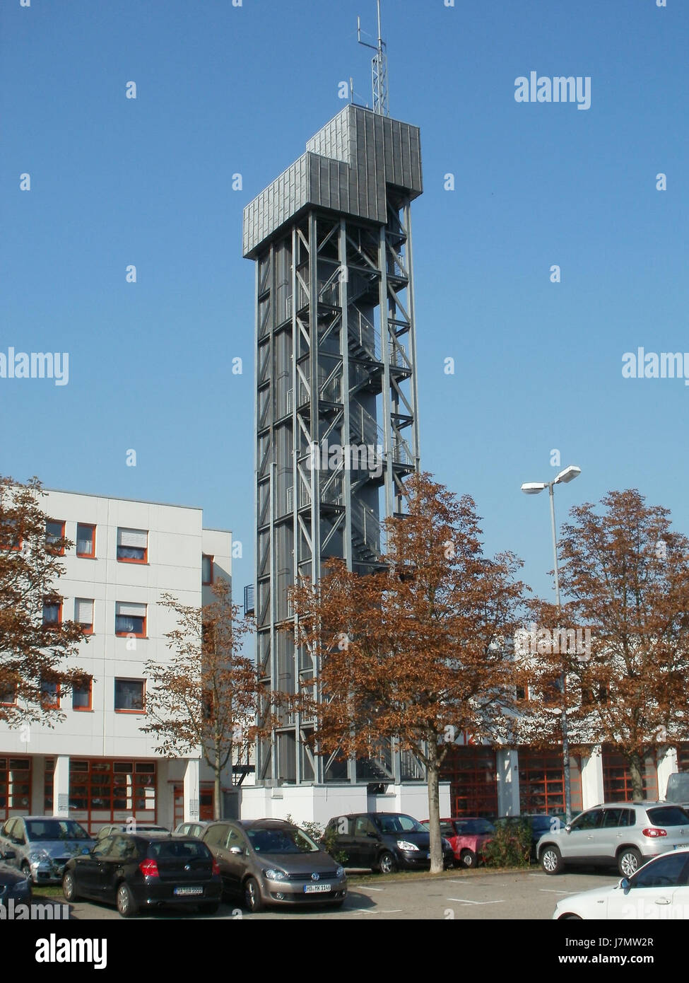 A photograph documenting the Schwetzingen Fire Department in action ...