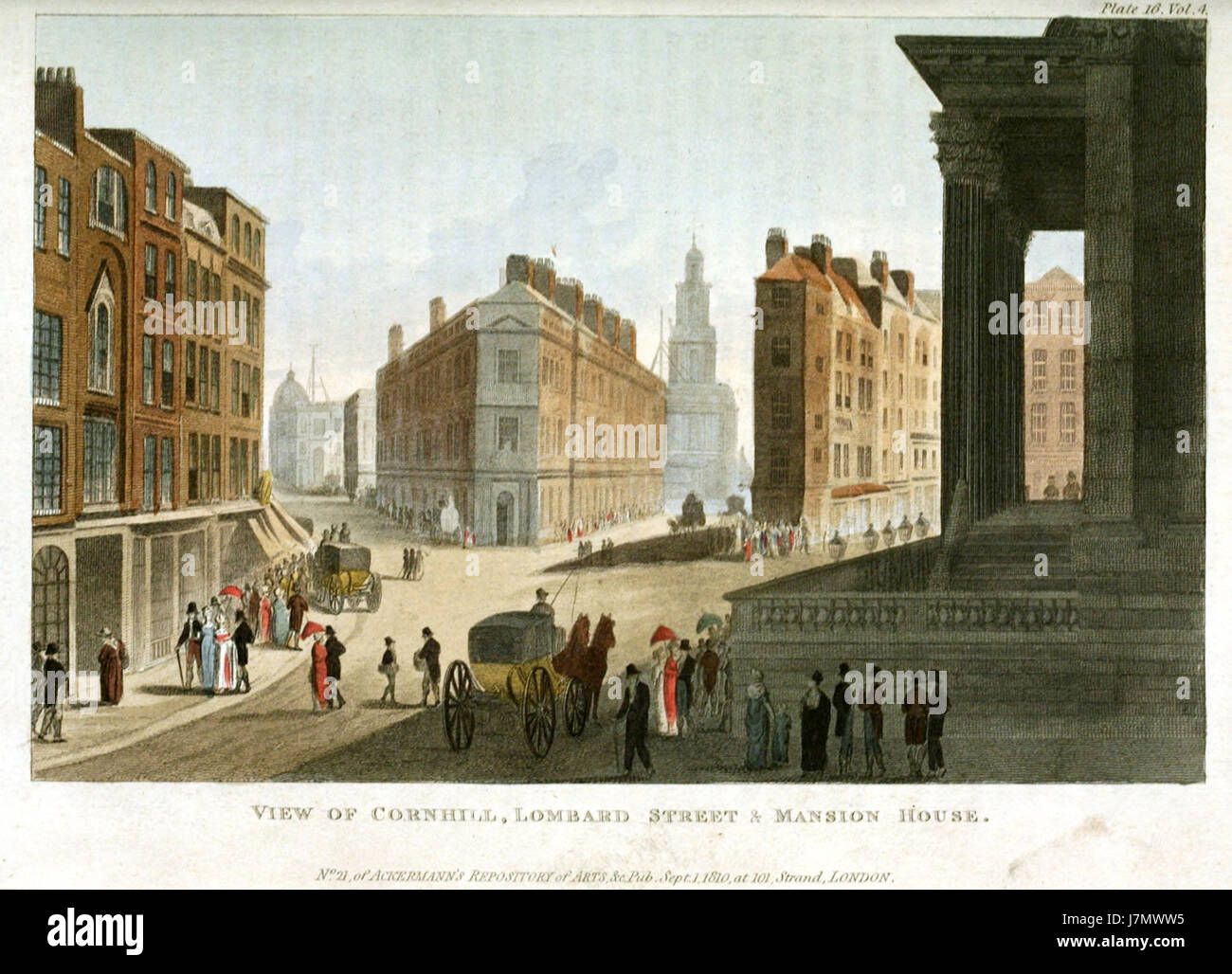 Cornhill, Lombard Street, and Mansion House, from Ackermann's ...