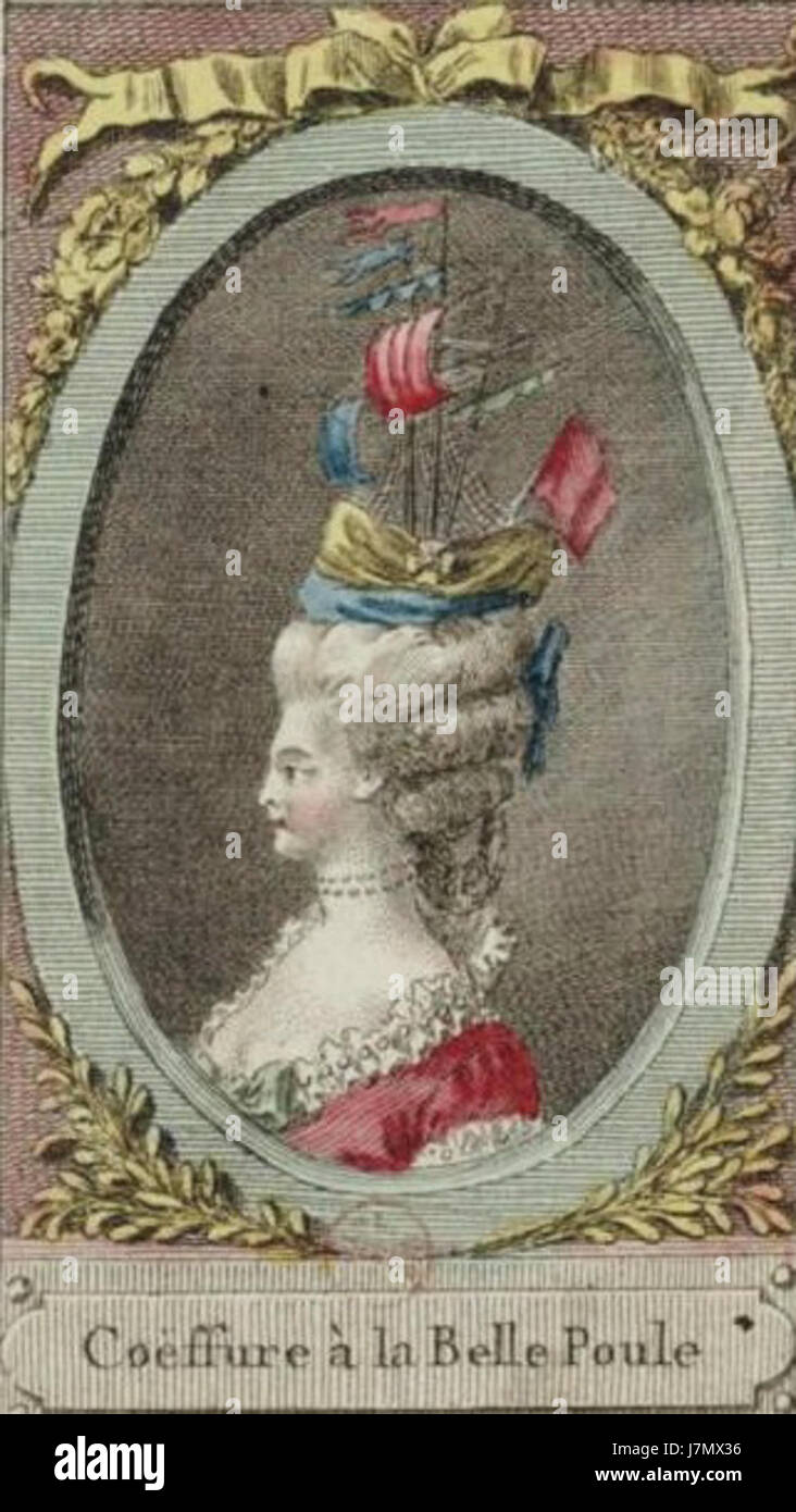 'Coiffure Belle Poule 2A' refers to a French historical portrait or ...