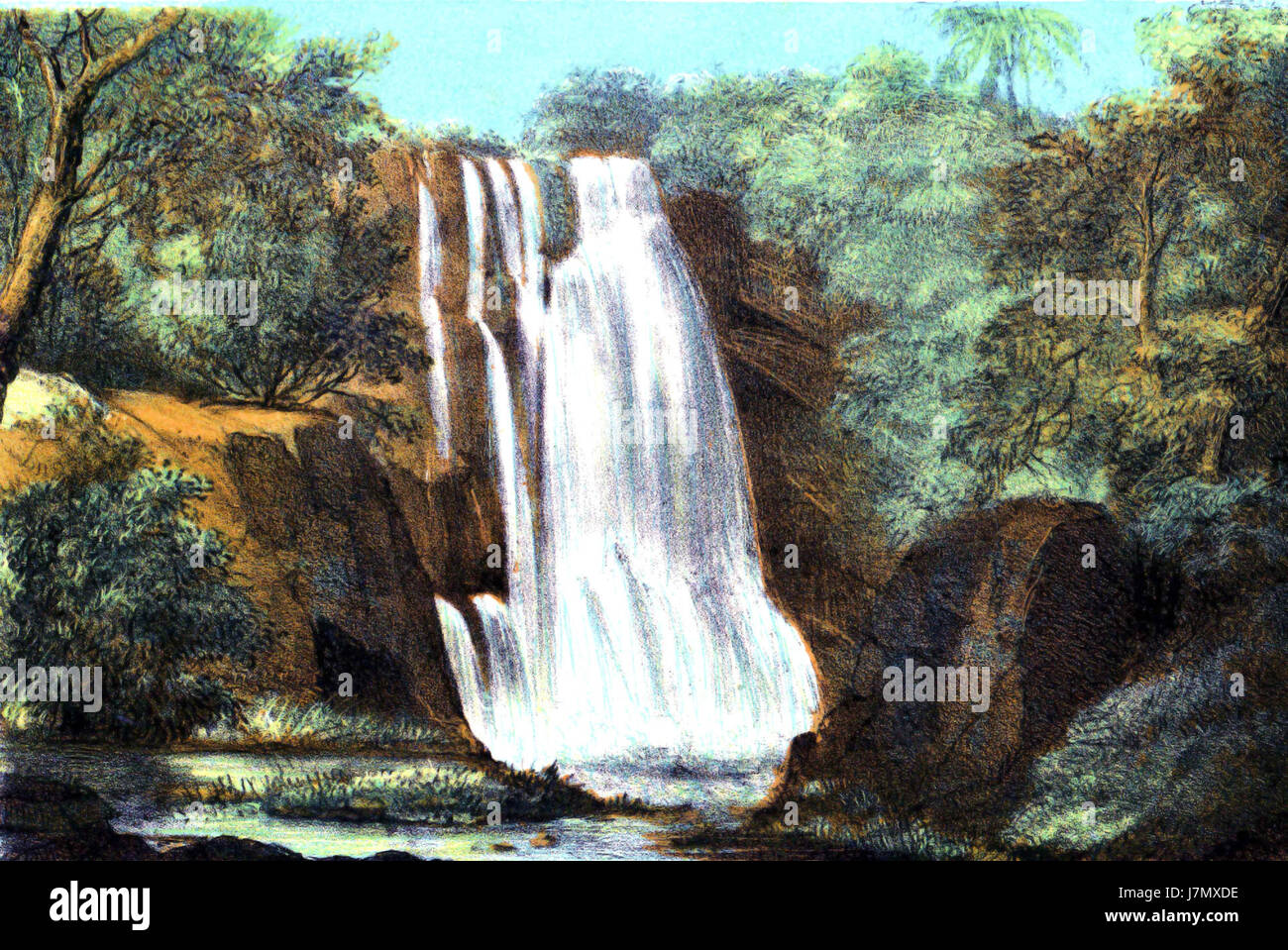 This image depicts the Lierip waterfall, located in the Netherlands. It ...