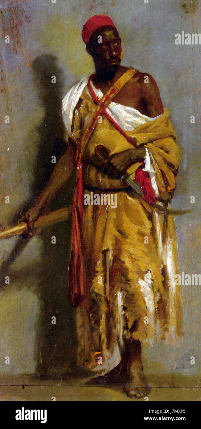 A Moroccan guard, possibly from the early 20th century, depicted as ...