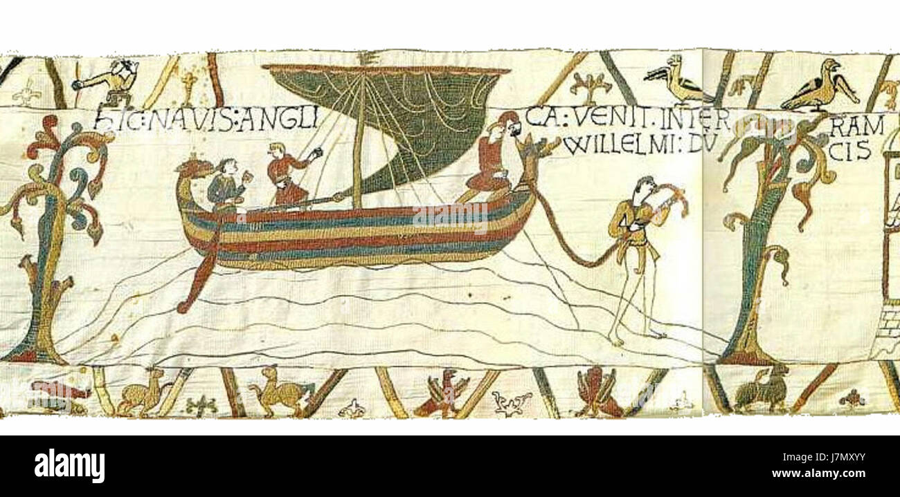 Scene 34 from the Bayeux Tapestry depicts a key moment in the Norman ...