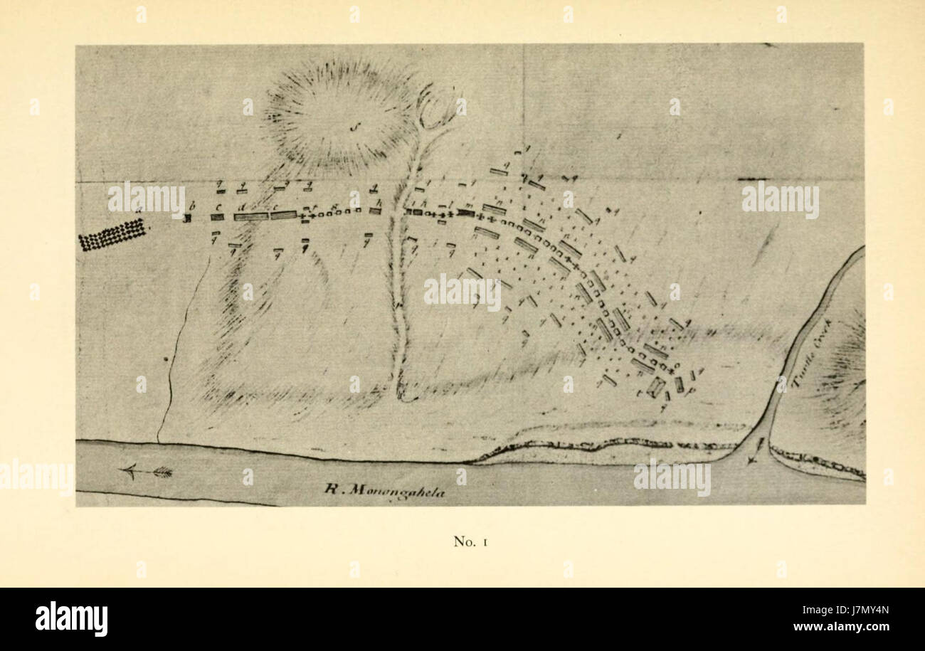 A historical map of Braddock, detailing the geography and important ...