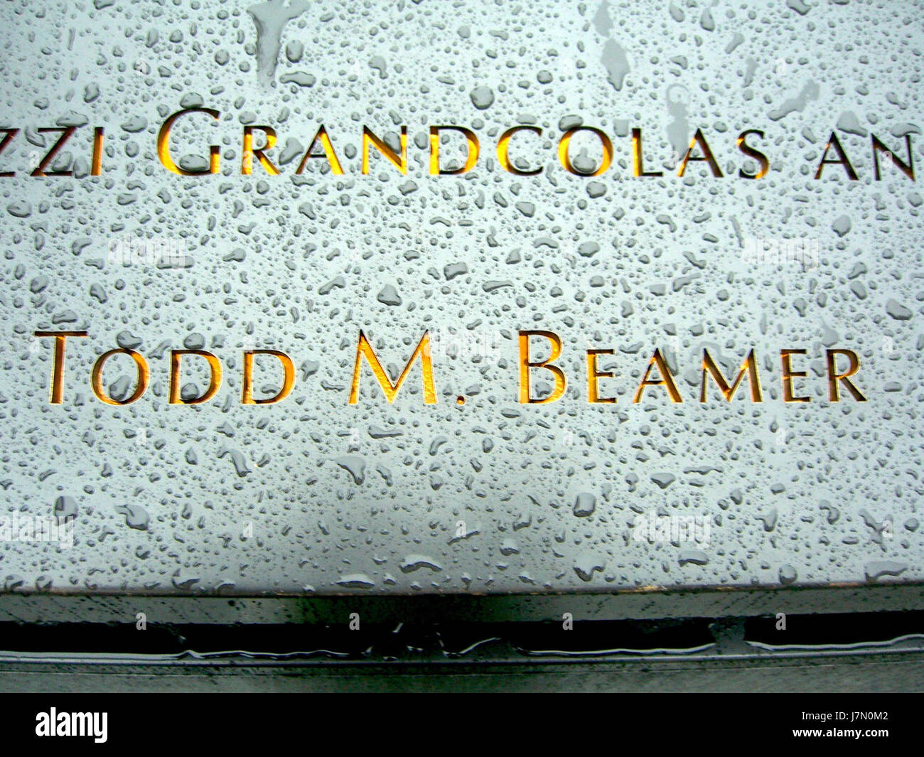 This image features a commemorative panel dedicated to Todd Beamer, a ...