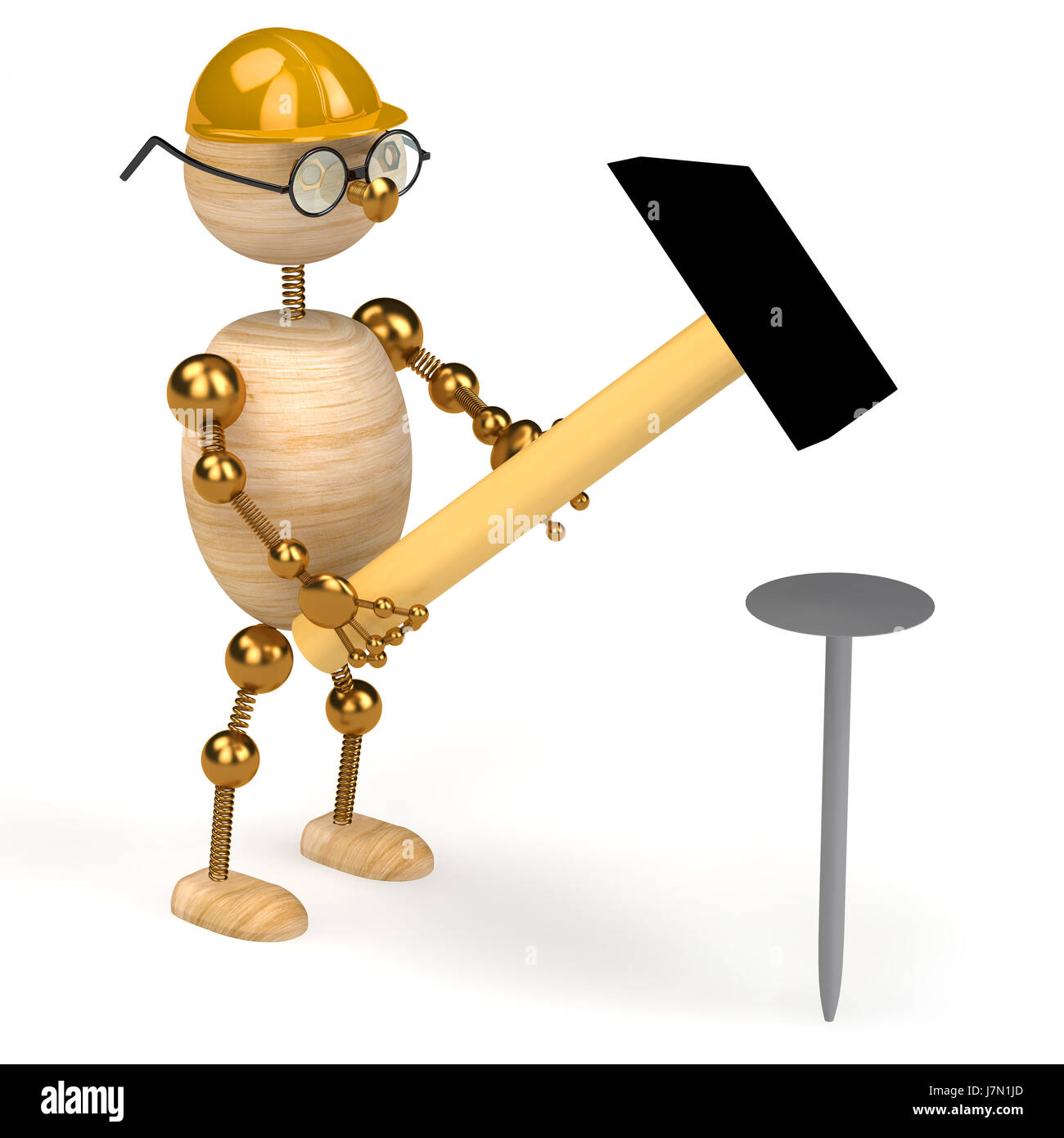 isolated wood a hammer gavel with man humans human beings people folk ...