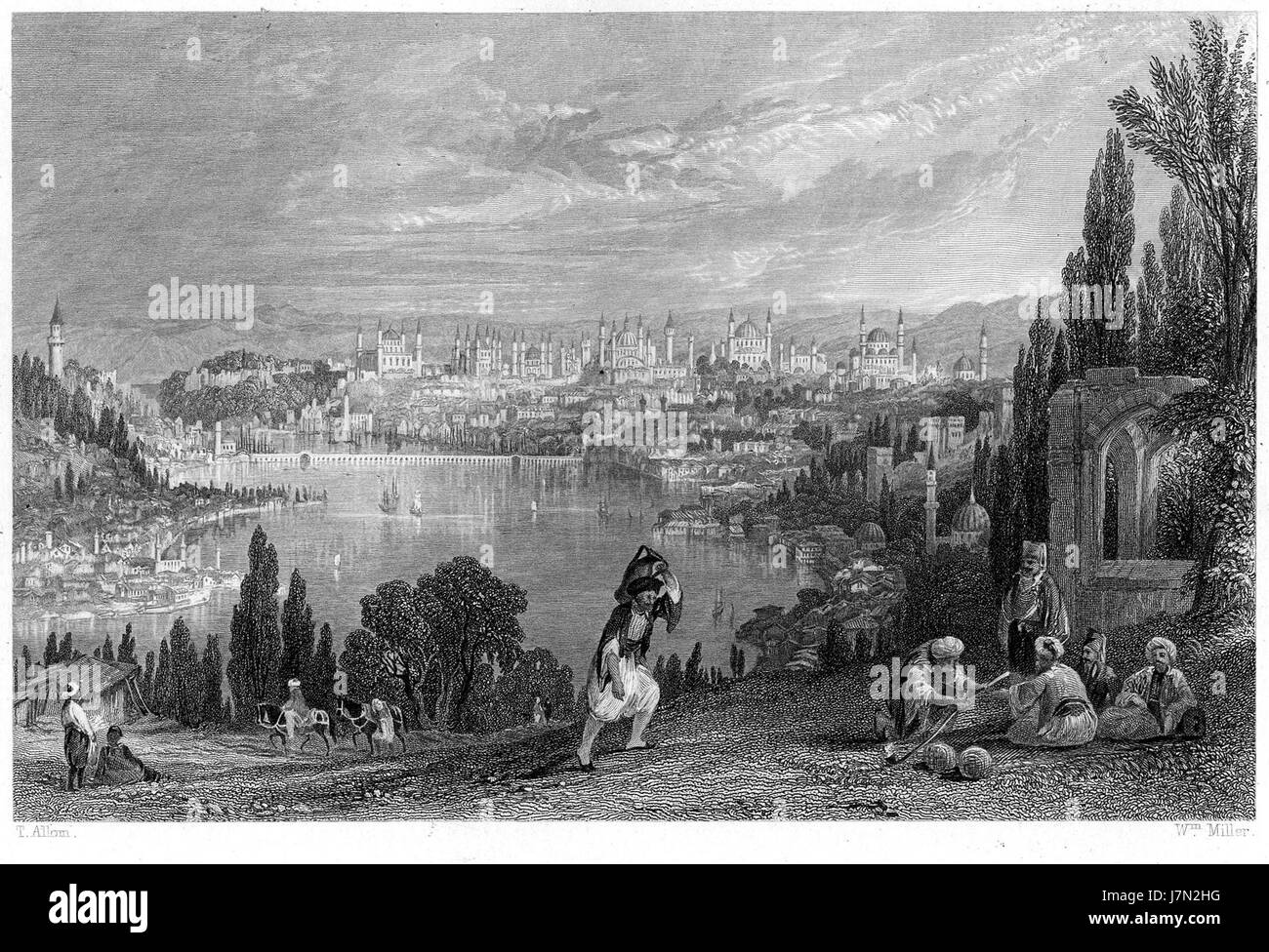 Constantinople engraving by William Miller after T Allom Stock Photo ...