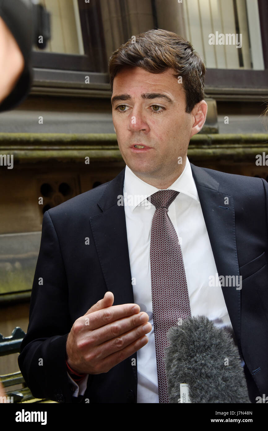 Andy Burnham Manchester Mayor speaking outside the Manchester Twon Hall ...
