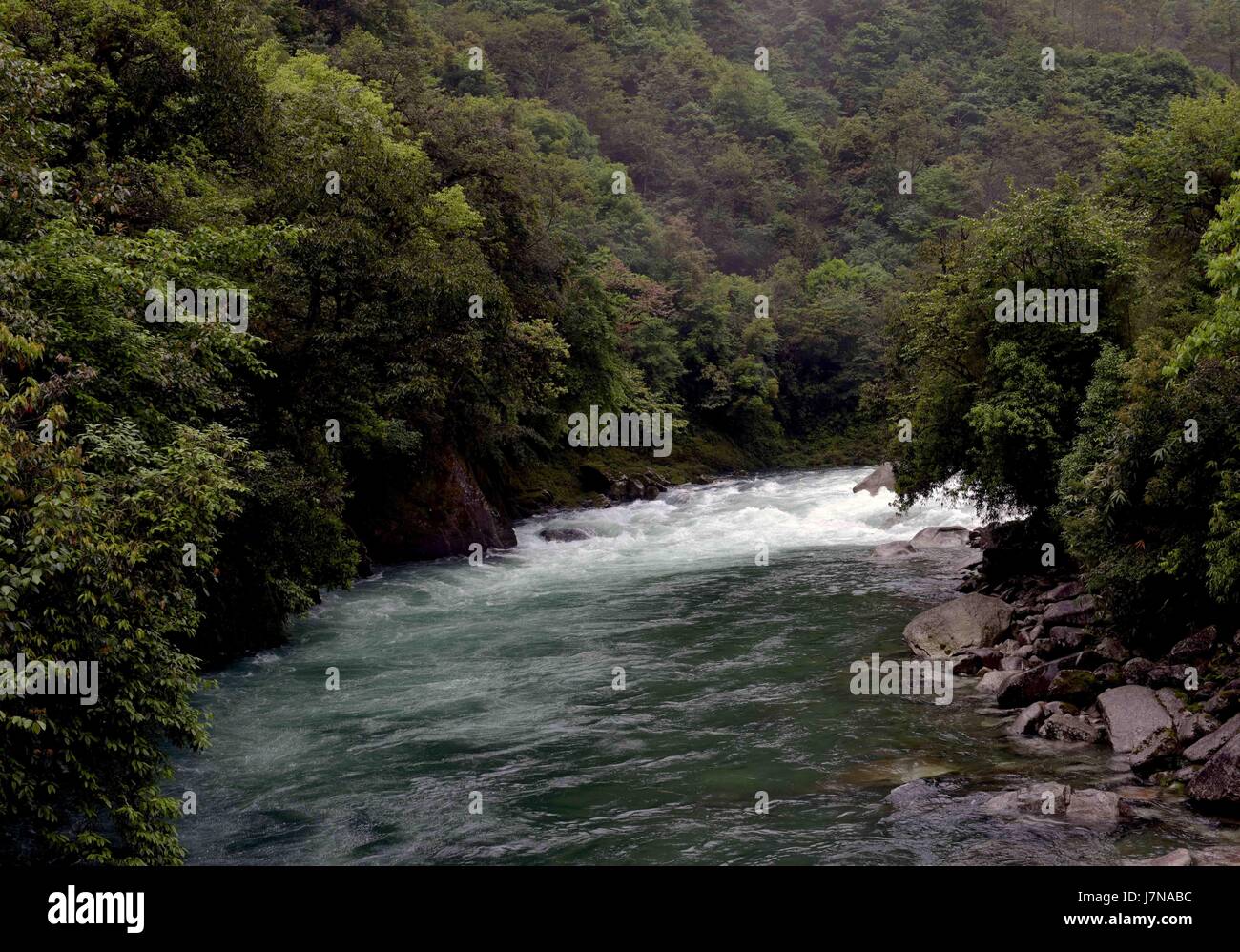 Gongshan. 25th May, 2017. Photo taken on May 25, 2017 shows river water ...