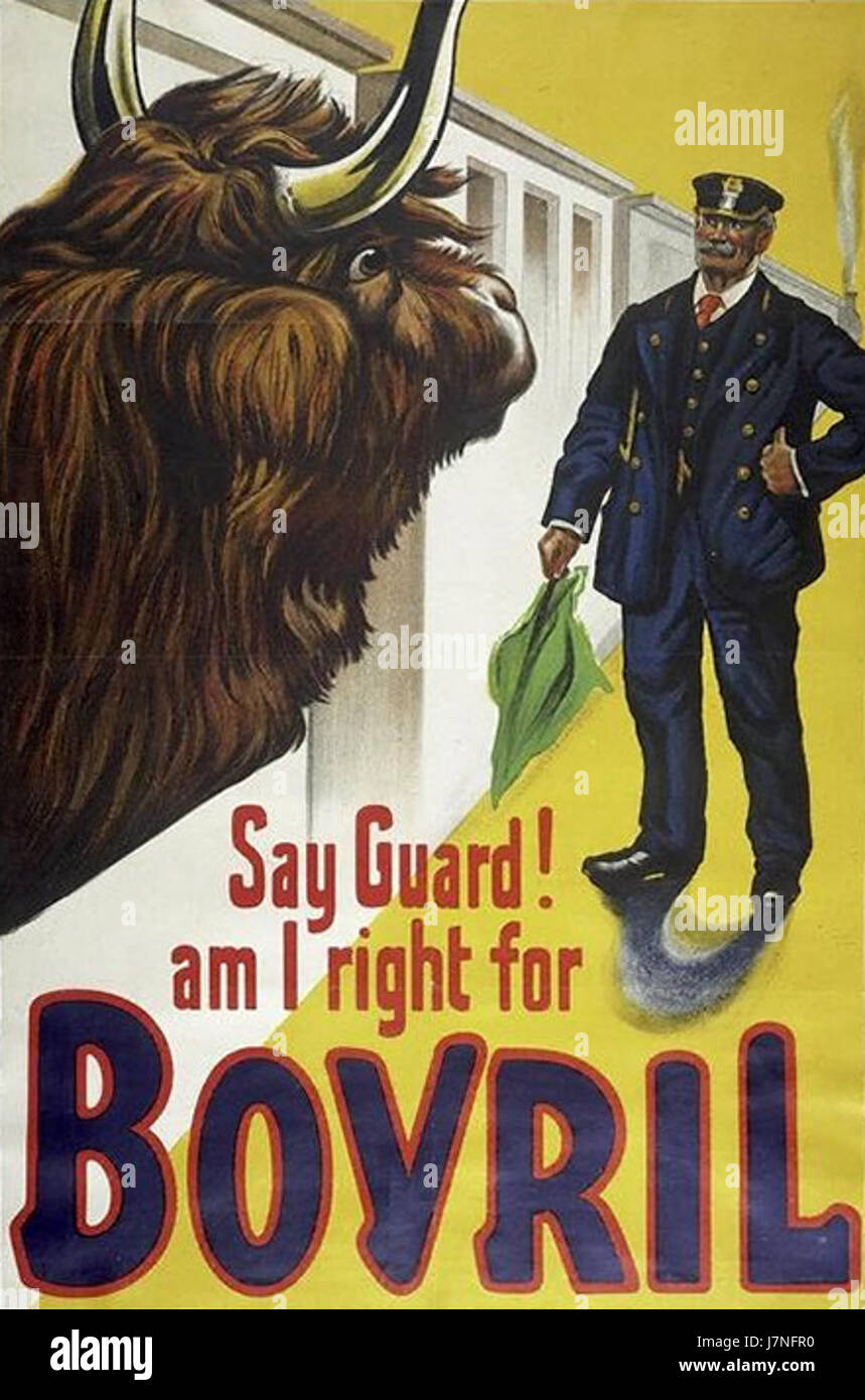 This vintage poster from around 1900 advertises Bovril, a beef extract ...