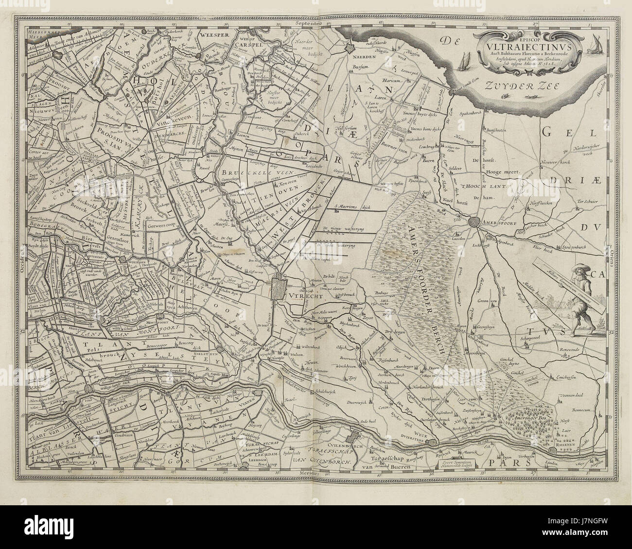 The 1628 Ultraiec tinus, produced by the cartographer Hondius, is a ...