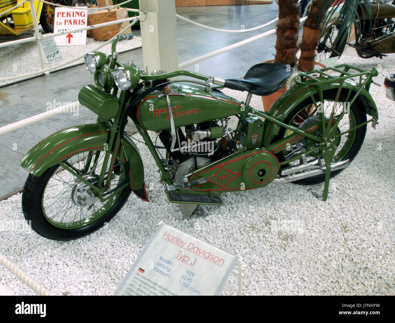 This image showcases a 1929 Harley Davidson Type J, a classic ...