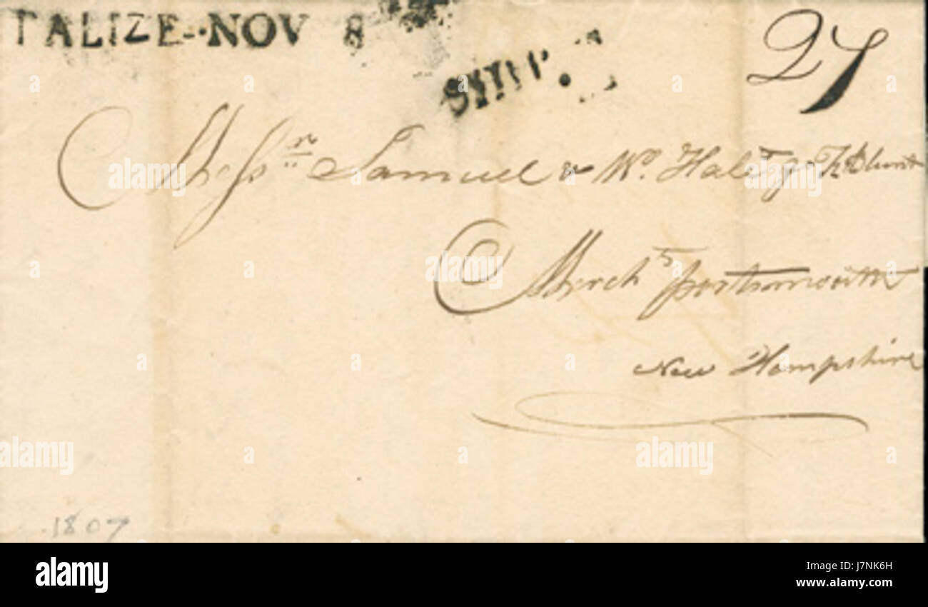 The Balize Postmark dated November 8, 1807, represents a historical ...