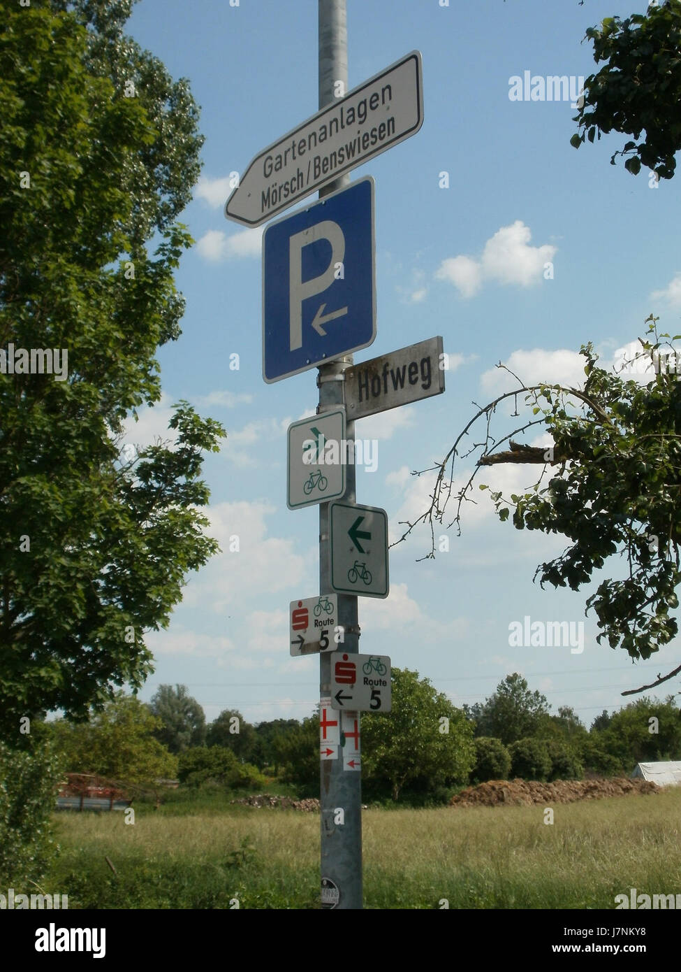 A road sign indicating directions near Hockenheim, Germany ...