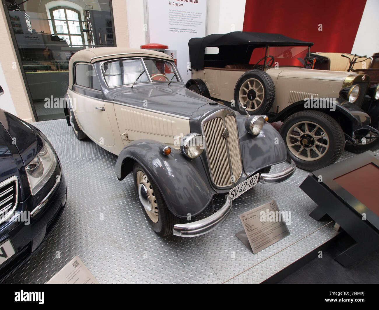 This image shows a 1955 IFA F8 Cabriolet, a compact car produced in ...