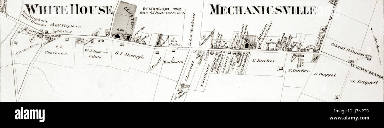 1873 Map of Readington Township, NJ White House and Mechanicsville ...